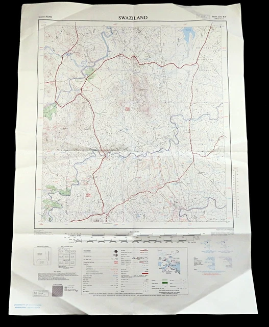 SWAZILAND MAP ESWATINI Africa Hhohho Manzini Lubombo Government Issue ...