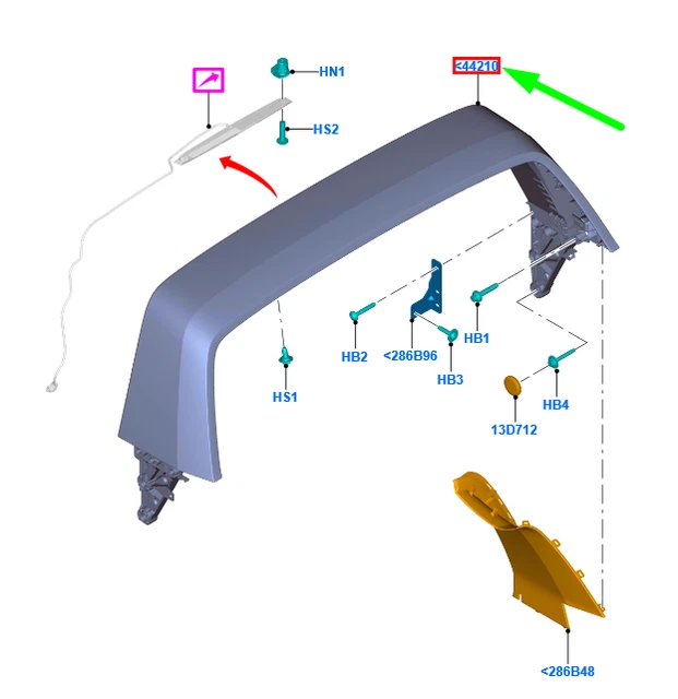 FORD RANGER T6 MK1 Rear Spoiler Kit 2465053 EB3B-286F60-BH5UAW NEW ...