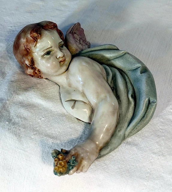 RARO ANGELO/PUTTO SCULTURA porcellana Capodimonte firmata Pier Gianni ...