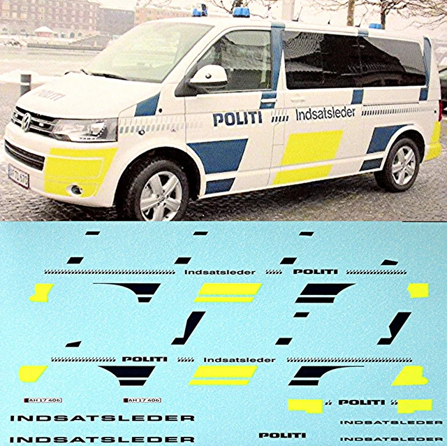 VW T5 POLITI Dänemark New Design Polizei Fahrzeuge 1:87 Decal ...