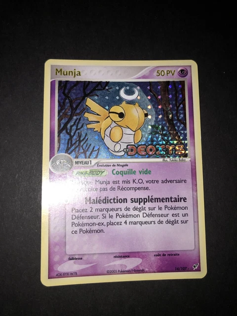 CARTE POKÉMON MUNJA Holo AVEC INSCRIPTION DEOXYS (Très rare) 14/107 ...