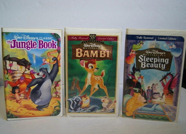 WALT DISNEY VHS Sleeping Beauty, Jungle Book, Bambi Limited Edition ...