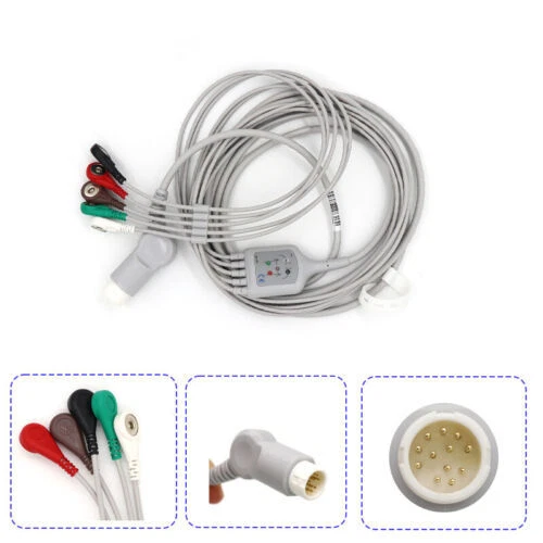 5-LEAD ECG/EKG MACHINE leadwire,Snap,Holter Recorder ECG Monitor Cable ...