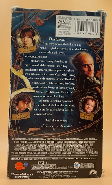 LEMONY SNICKETT'S A Series of Unfortunate Events VHS 2004 Jim Carrey £7 ...