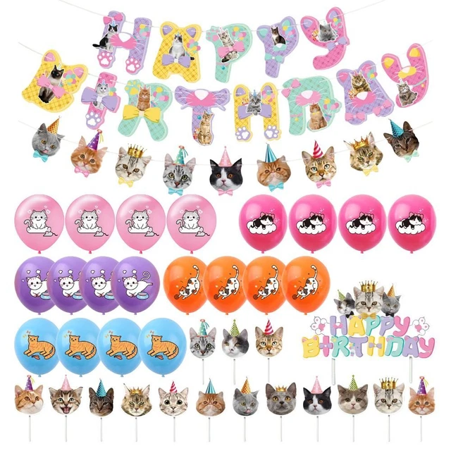 ORANGE CAT BIRTHDAY Party Decoration Set Latex Cat-Themed Party Pet EUR ...