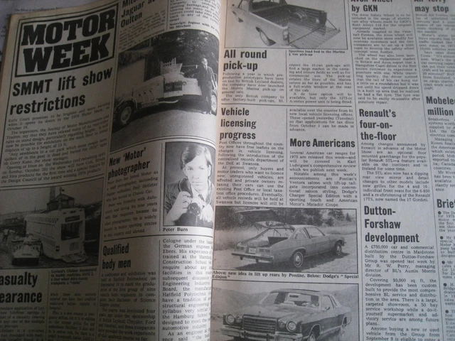 MOTOR SEP 1974 Datsun 140J Saloon Triumph Stag Mobile Homes Vanden Plas ...