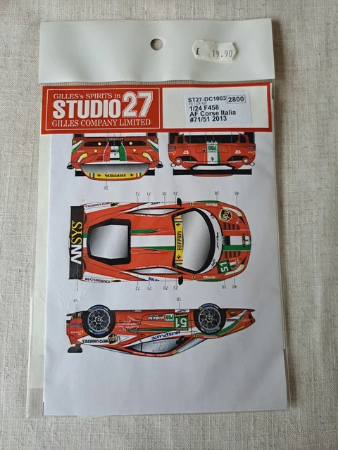 STUDIO 27 1/24 Ferrari F458 AF Corsa Italia 2013 Decals EUR 13,92 ...