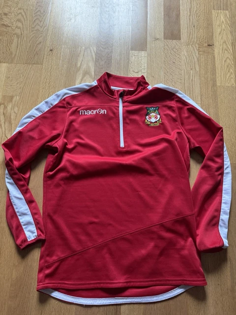 WREXHAM AFC MACRON 1/4 Zip Red training Top Jacket Fleece Size L Ryan ...