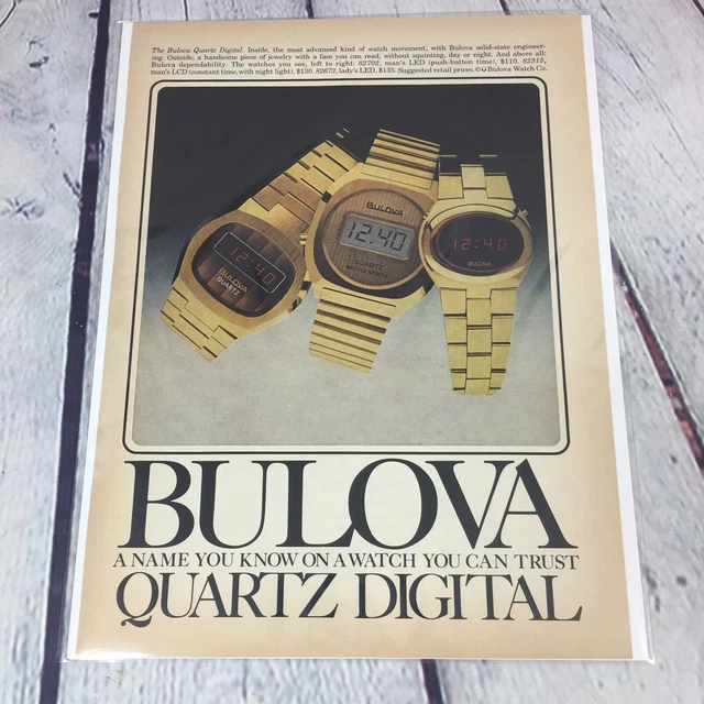VINTAGE BULOVA QUARTZ Digital Watch Genuine Magazine Advertisement ...