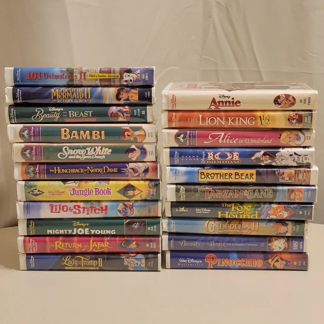 Lot Of 21 Classic Walt Disney Vhs Tapes Jungle Book Lion King Beauty 0465