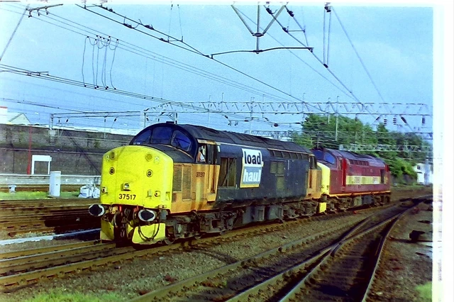 35MM RAILWAY COLOUR Negative Class 37 517 and 37 695 at Crewe £1.95 ...