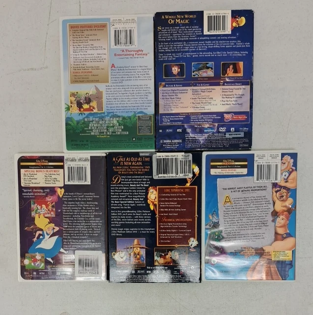 DISNEY CLASSICS DVD Lot Of Five Aladdin, Beauty & The Beast, Hercules ...