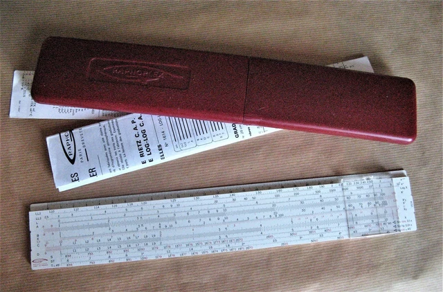 RÈGLE À CALCULS GRAPHOPLEX 1614 LOG LOG slide rule étui instructions d ...