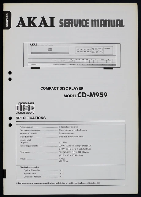 ORIGINAL AKAI CD-93 CD-Player Service-Manual/Diagram/Parts List o171 EUR 39,50 - PicClick DE
