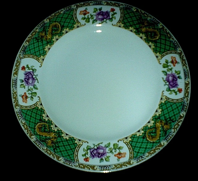 MORLEY FOX & Co Morley Ware LUNG CHING Dragon 9 inch Green Plate Regd ...