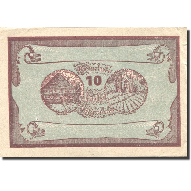 [#275934] GELDSCHEIN, ÖSTERREICH, Manning, 10 Heller, parchemin, 1920 VZ Mehl:FS EUR 10,95 ...