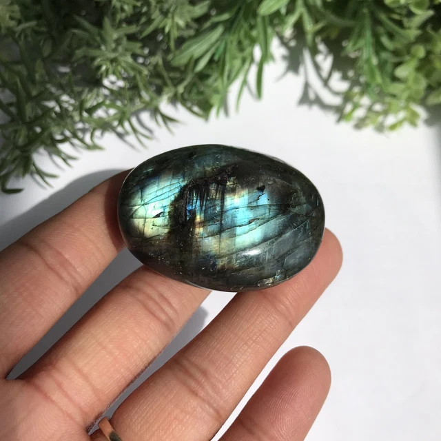 LABRADORITE CRYSTAL SMALL Palmstone With Strong Flash In Places 63g - 4 ...