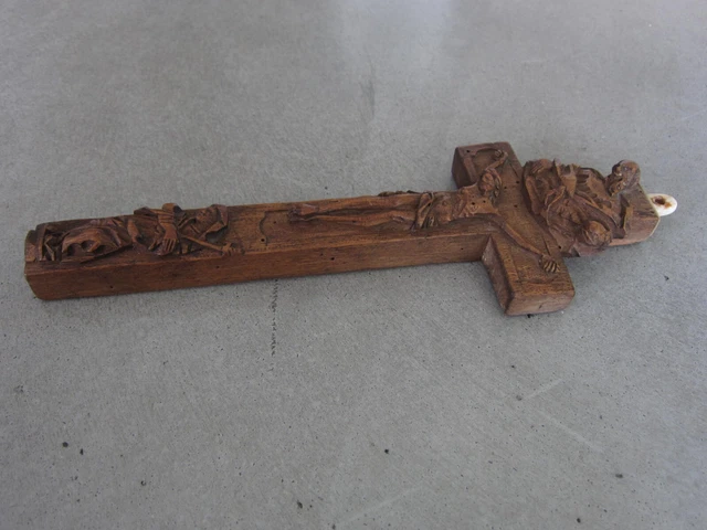 RELIQUIENKREUZ, PILGERKREUZ AUS Buchsbaum, Holz geschnitzt, 25cm x 8cm ...