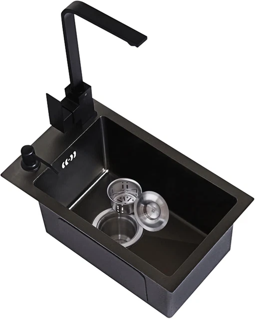 ÉVIER CUISINE 1 Bac SUS304 Évier De Cuisine En Acier Inoxydable Noir Petit Évier EUR 310,90 ...