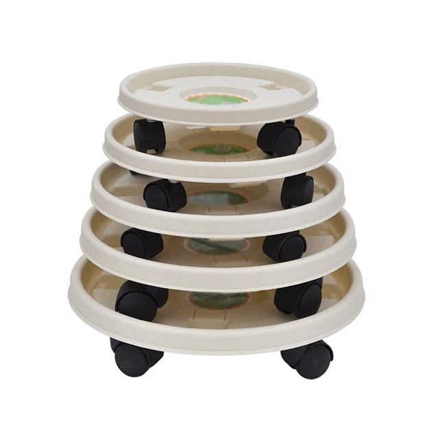 MOVABLE RESIN PLANT Stand Tray with Rotating Wheels Versatile Pot Base ...