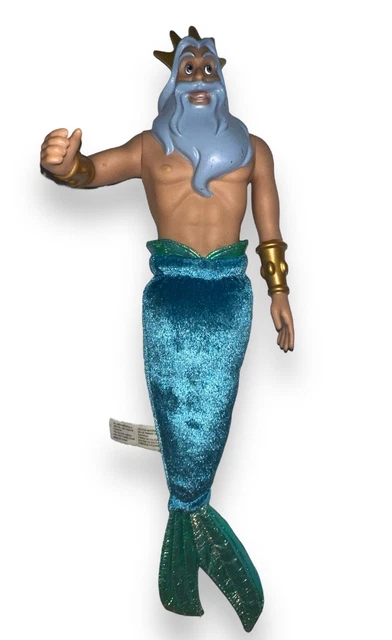 DISNEY STORE KING Triton Plush Doll 12” Retired Little Merman Vintage ...