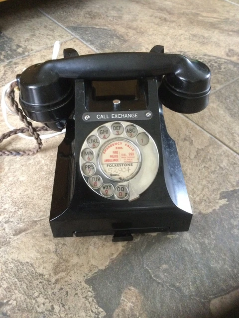 CLASSIC VINTAGE RETRO 1950s Black bakelite rotary Dial telephone 312F ...