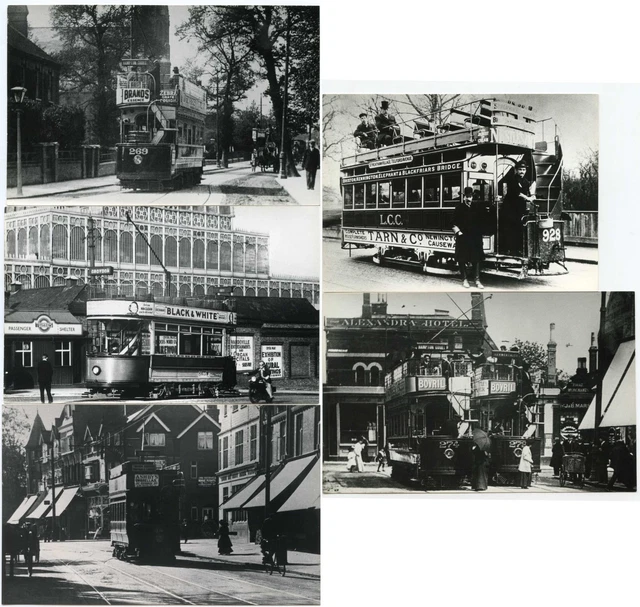 TRAMS WIMBLEDON CROYDON Brixton...5 Photographs All Identified EUR 16 ...