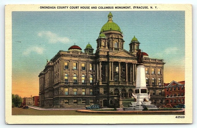 1940S SYRACUSE NEW YORK NY ONONDAGE COUNTY COURTHOUSE MONUMENT POSTCARD ...