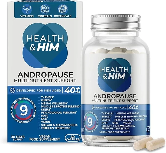 HEALTH & HIM Andropause 40+ Multivitamin Support 60 Capsules £23.90 ...