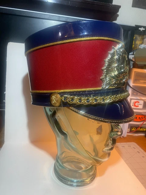VINTAGE MARCHING BAND Hat Music Man Blue & Red Gold No Plume Medium £18 ...