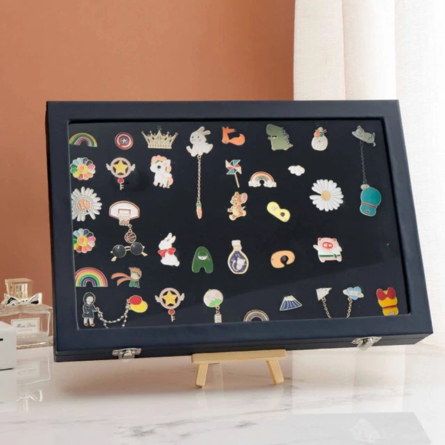 PIN DISPLAY CASE Orderly Storage Black Badge Storage Box For Home Store ...