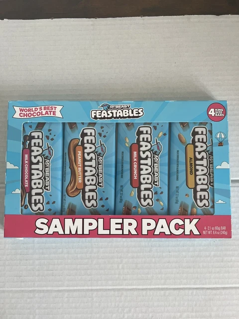 MR BEAST FEASTABLES Chocolate Sampler Variety Pack- 4x 60g 🍫In Hand 😋 £ ...
