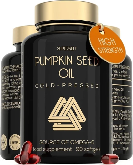 PUMPKIN SEED OIL Capsules 3000mg – Cold Pressed Pumpkin Seed Oil for ...