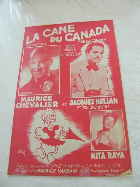 & SPARTITO LA Cane Canada Samba Jacques Hélian Maurice Chevalier Nita ...