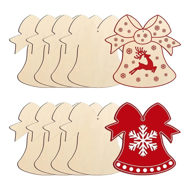DIY BLANK UNFINISHED Bell Shape Wood Ornament Fit For Crafts ...