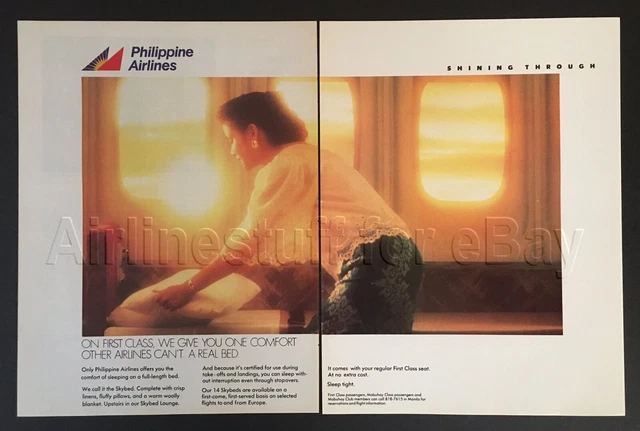 1989 PHILIPPINE AIRLINES BOEING 747 SKYBED LOUNGE ad airways advert ...
