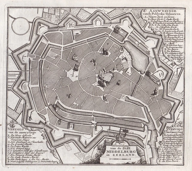MIDDELBURG ZEELAND CITY Plan Holland Nederland Netherlands Map De Leth ...