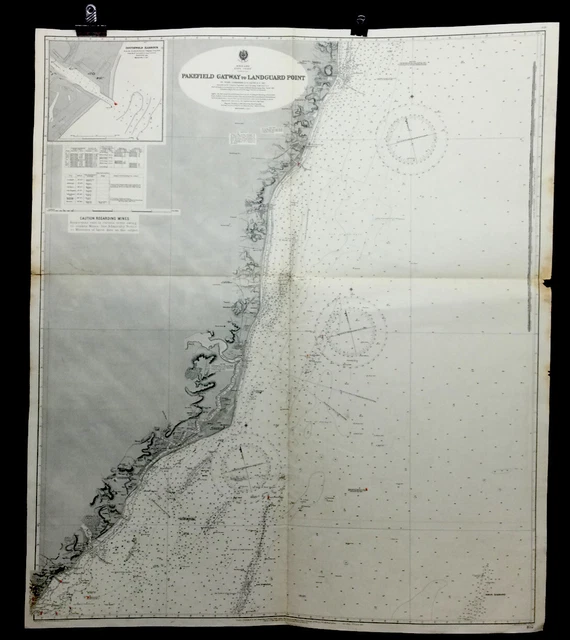 VINTAGE ADMIRALTY CHART. No.102. PAKEFIELD GATWAY to LANDGUARD POINT ...