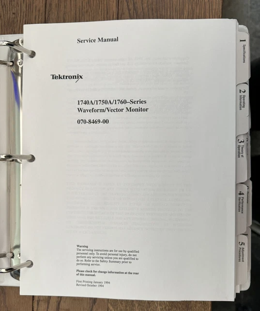 Tektronix 1740a 1750a 1760 Series Waveform Vector Monitor Service Manual £12 00 Picclick Uk