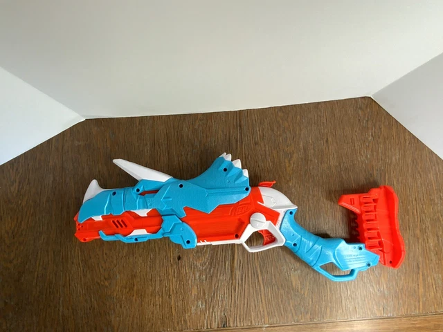 NERF DINOSQUAD TRICERA-BLAST Blaster Gun Blue Orange White 3-Dart ...