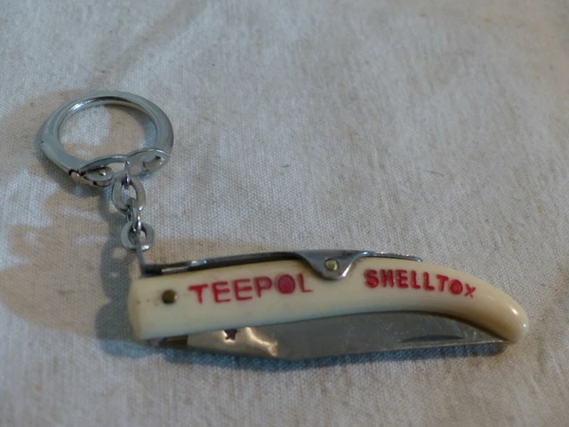 PORTE CLÉS ANCIEN COUTEAU SHELL TOX TEEPOL n°1 EUR 10,00 - PicClick FR