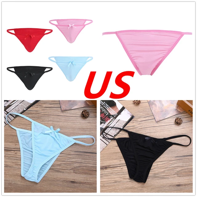 US MEN G-STRING Sexy Solid Color Underwear Pouch Thong Low Rise Briefs ...