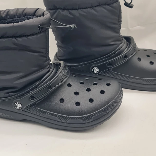 CROCS CLASSIC LINED Neo Puff Boots Mens 9 Womens 11 Black Faux Fur $45. ...