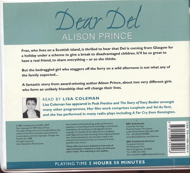 ALISON PRINCE / Dear Del - livre audio 3 CD EUR 7,39 - PicClick FR