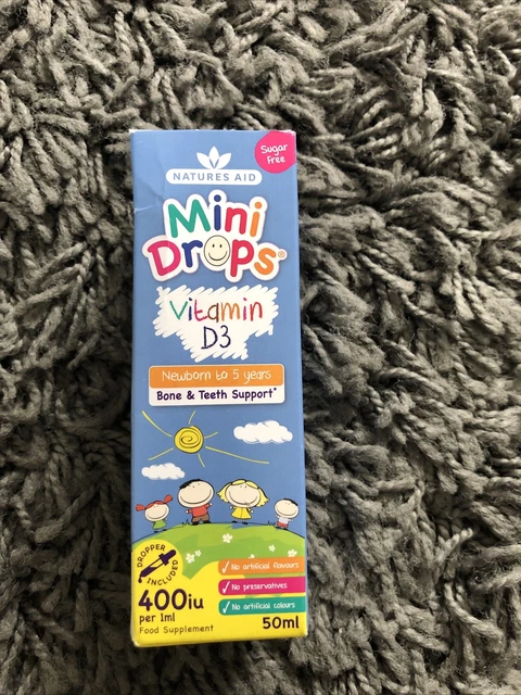VITAMIN D3 400IU Per 1ml Mini Drops for infants & children 50ml £10.08 ...