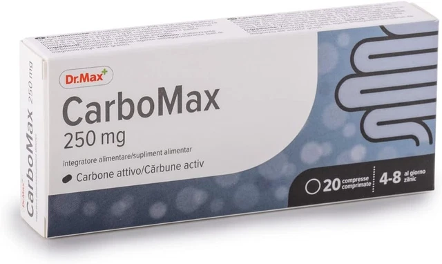 CARBOMAX CARBONE VEGETALE Attivo Integratore Alimentare 20 Compresse Da ...