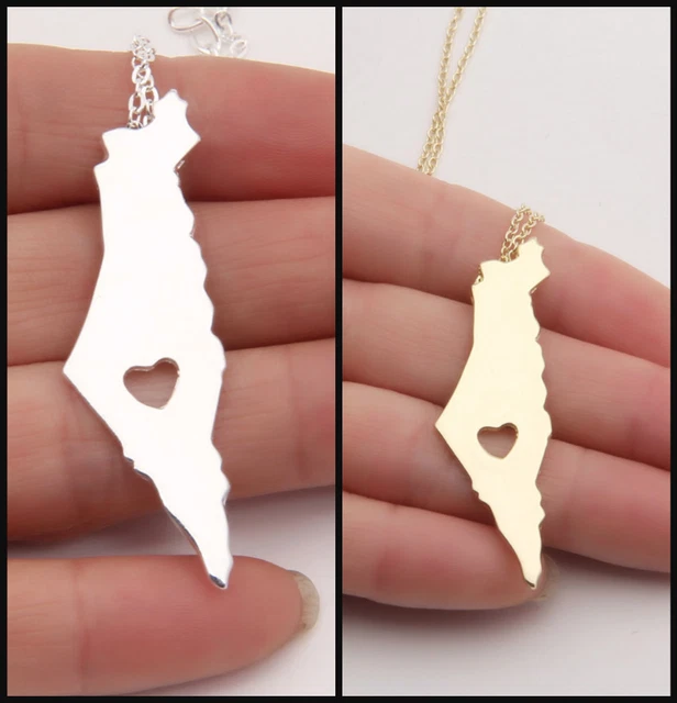 MAP COUNTRY PALESTINE West Bank Gold Silver Israel Necklace Chain ...