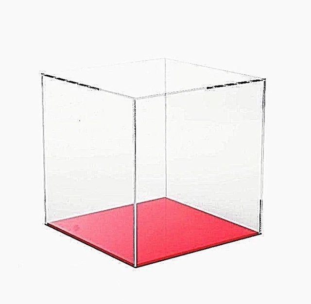 ACRYLIC DISPLAY CUBE Perspex Trophy Display Case Clear 5 Sided Box ...