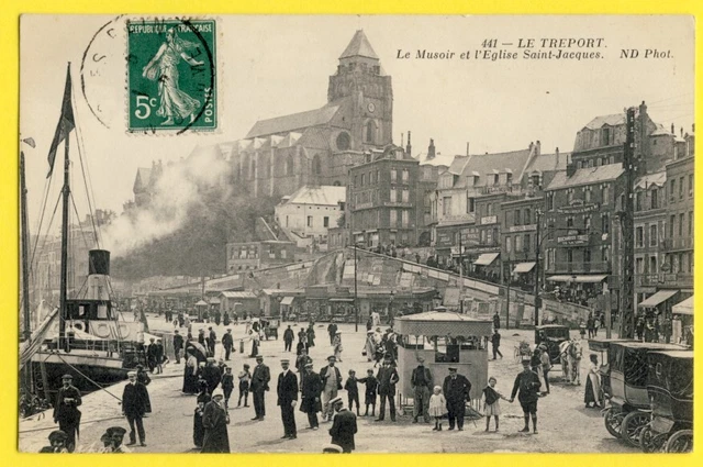 CPA 76 - LE TRÉPORT Le MUSOIR et l'EGLISE St JACQUES Vespasienne Bateau ...