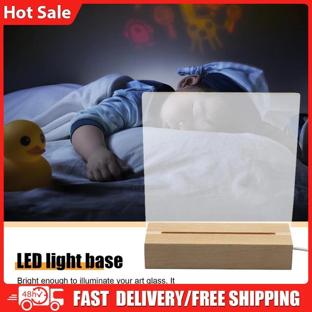 LED WOOD DISPLAY Base-Rectangle Crystal Wooden Lighted Stand for Resin ...